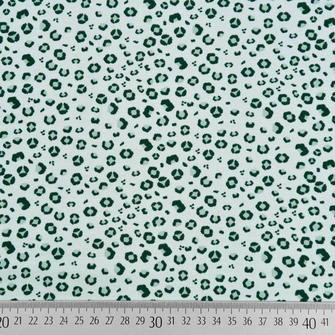 Jersey Fabric Small Leopard Pattern, Dark Green Light Mint - Etsy