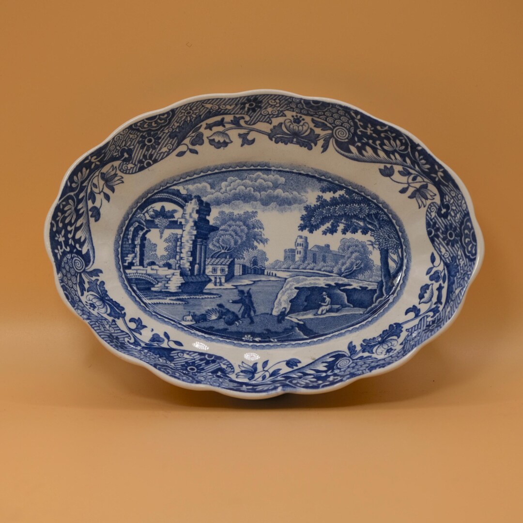 Spode Blue White Dish Willow Pattern Style, Fluted Decorative Bowl ...