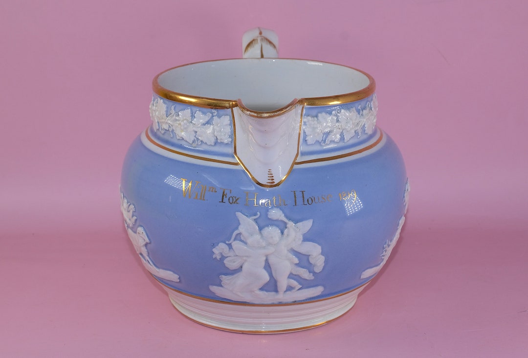 Georgian Decor, Jasperware Pottery, Blue White Jug, - Etsy