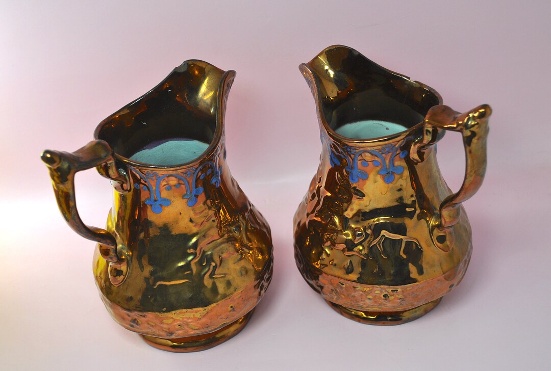 Decorative Jugs, Antique Ceramic Copper Lustre Ware - Etsy