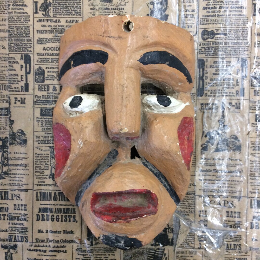 Vintage, Coconut, Mask, Vintage Mask, Wooden Mask, Carved Mask, Painted ...