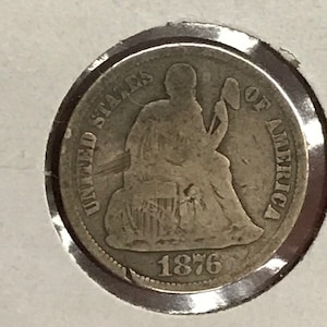 Antique, 1876, Dime Coin, S, Dime, Silver, United States, 90% Silver ...
