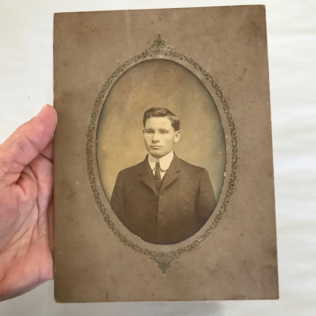 Antique, Photograph, Photo, Picture, Man, Boy, Cardboard Frame, Vintage ...