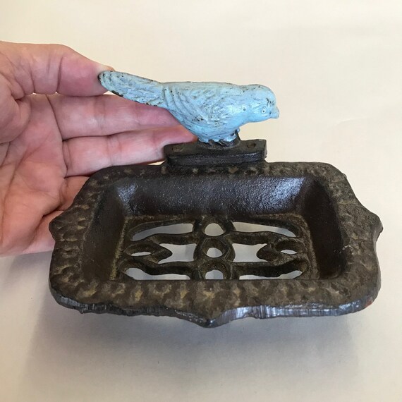 Vintage Soap Dish Cast Iron Bluebird Blue Bird Bathroom - Etsy