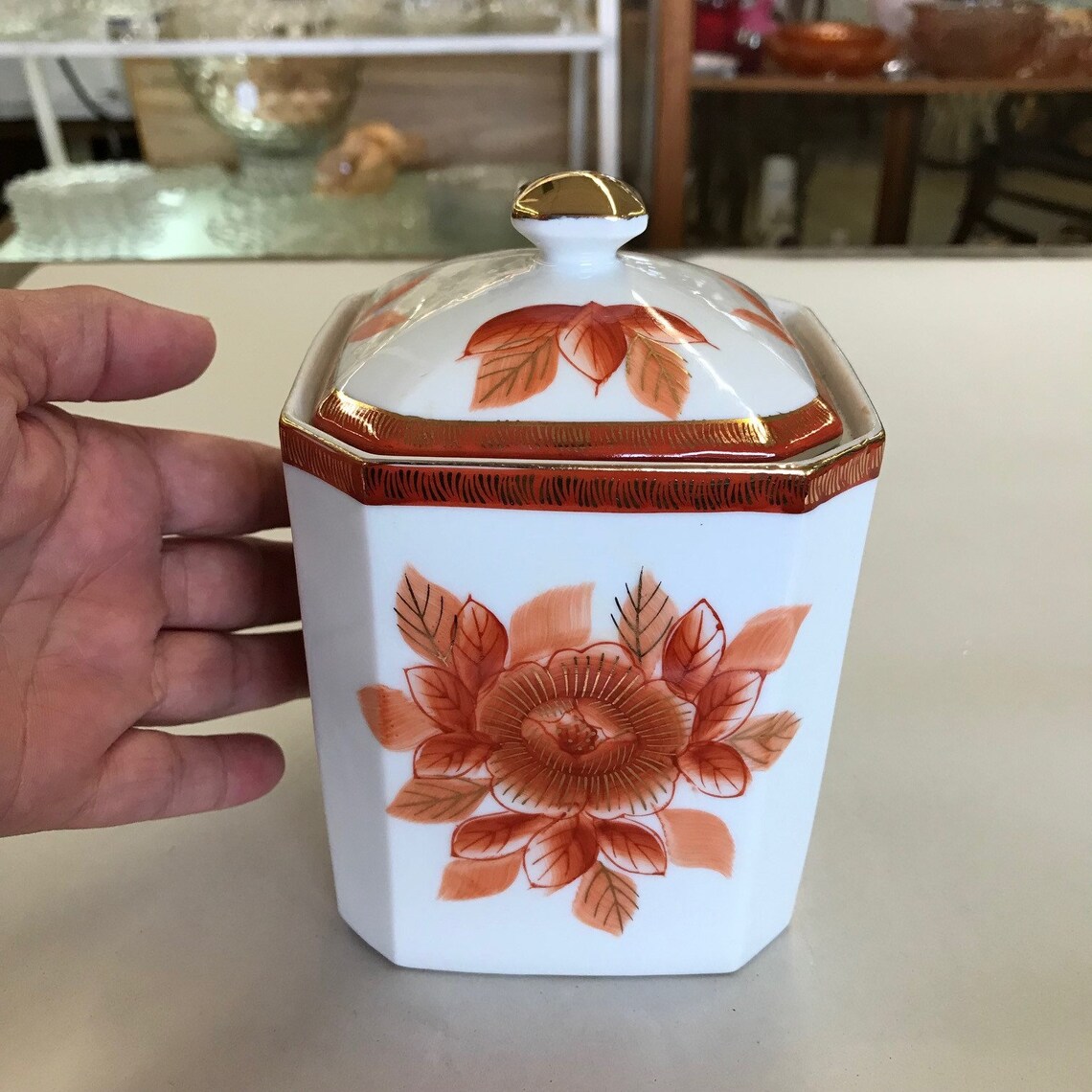 Vintage, Jar, Oriental, Japan, National Silver Company, Nagoya, Orange ...