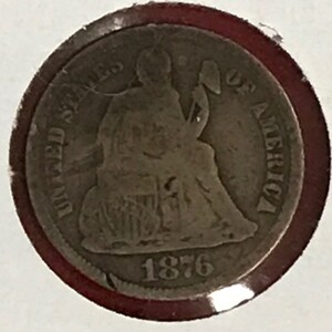 Antique, 1876, Dime Coin, S, Dime, Silver, United States, 90% Silver ...