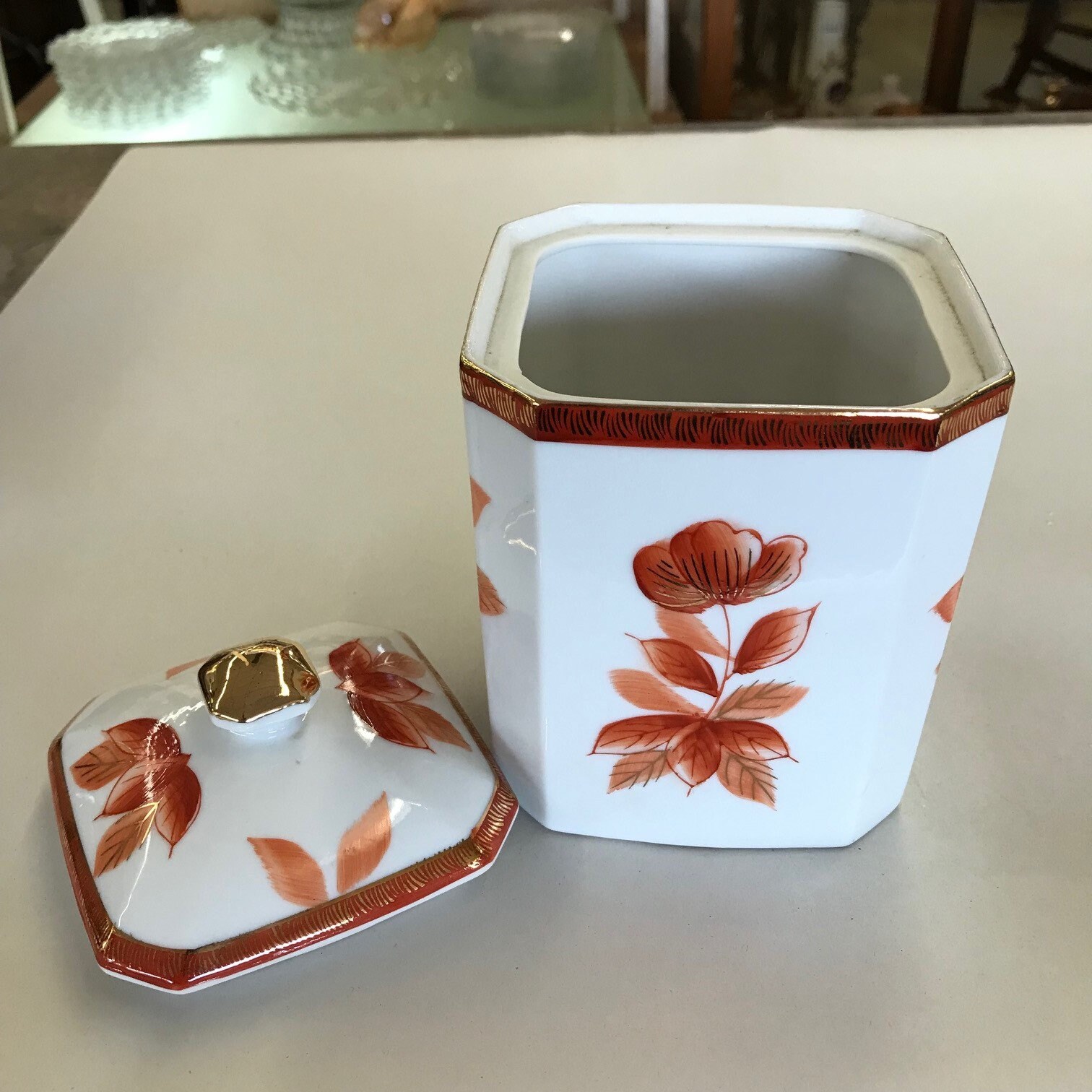 Vintage, Jar, Oriental, Japan, National Silver Company, Nagoya, Orange ...
