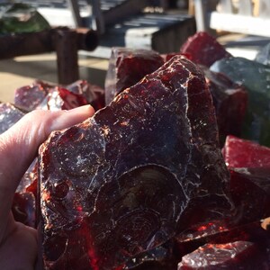 Blood Red Lot 5 Lb Slag Glass Cullet Landscaping Rock Sorcerer Stone ...