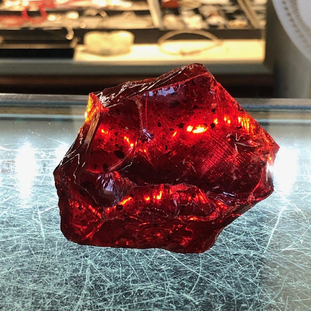 Blood Red, 4.6 Oz, Aquarium Rock, Slag Glass Rock, Slag Glass Cullet ...