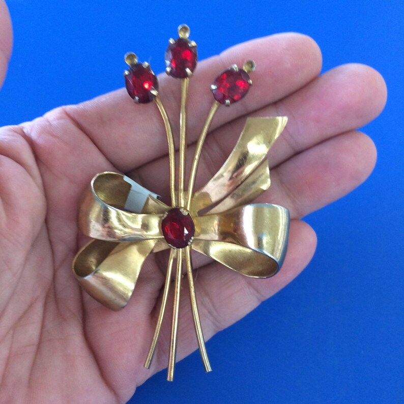 Vintage Coro Brooch Red Rhinestone Rhinestone Pin Ruby | Etsy