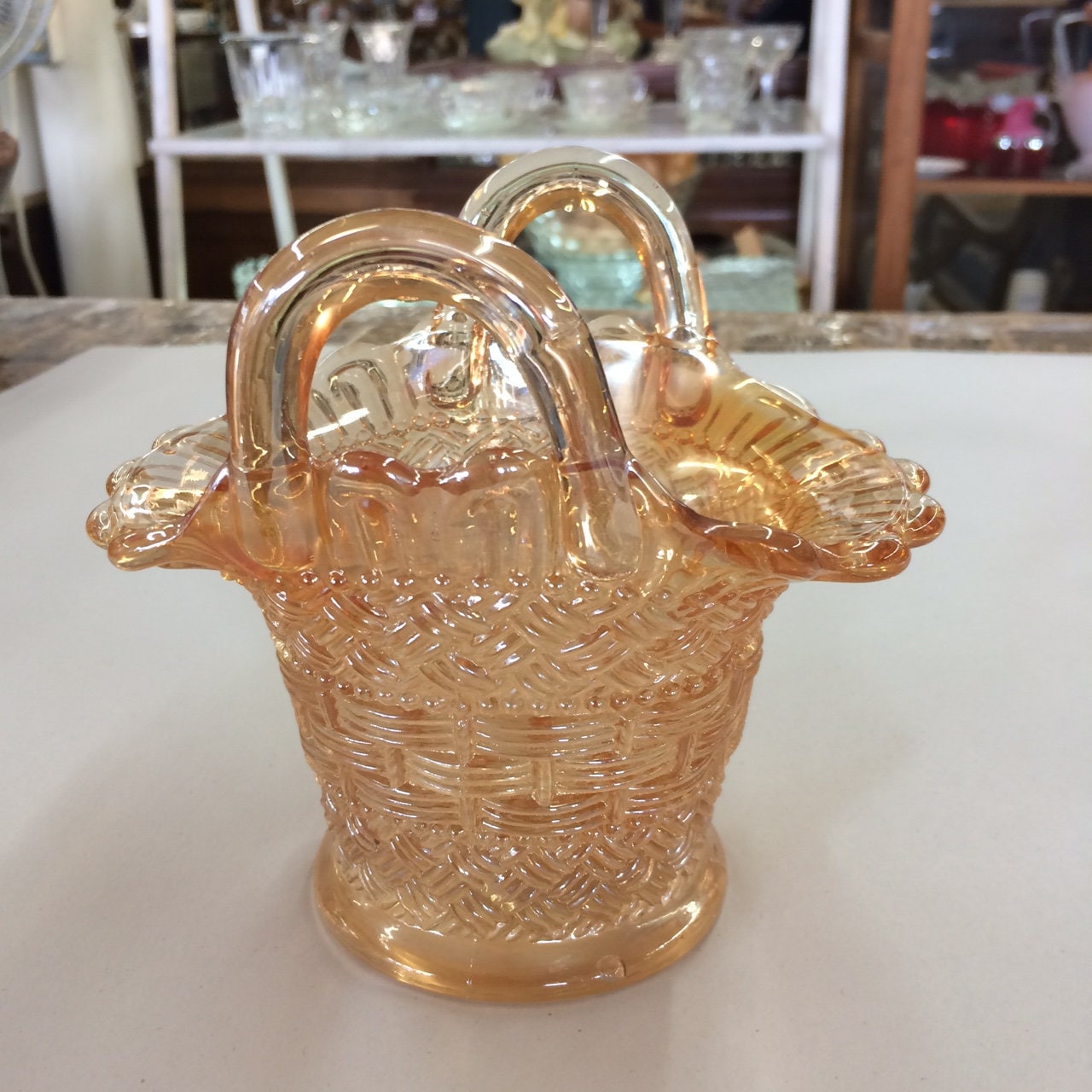 Depression Glass Glass Basket Vintage Glass Vintage Basket | Etsy