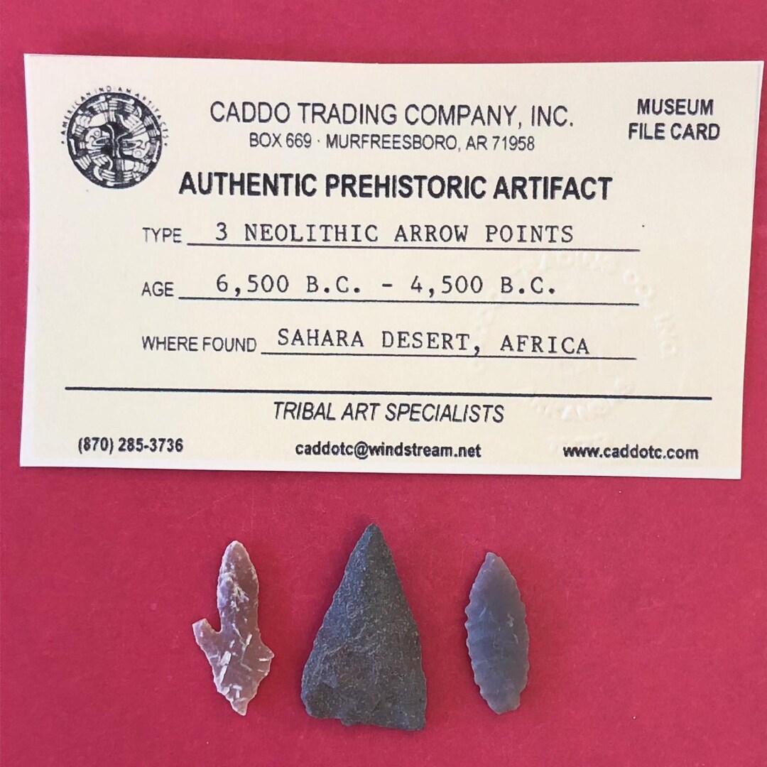7036, Lot of 3, Neolithic Points, Arrow, Africa, Authentic, Arrowhead ...
