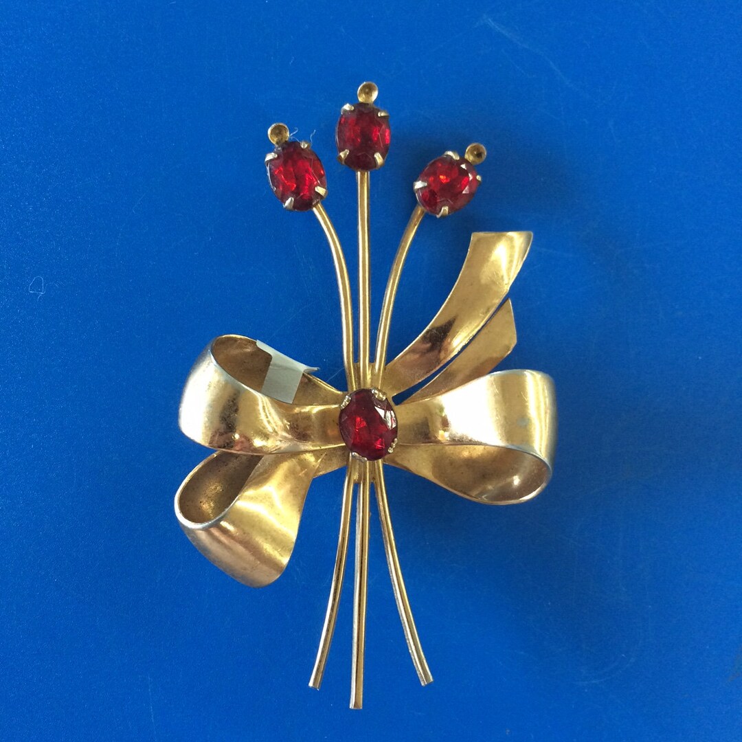 Vintage Coro Brooch Red Rhinestone Rhinestone Pin Ruby - Etsy