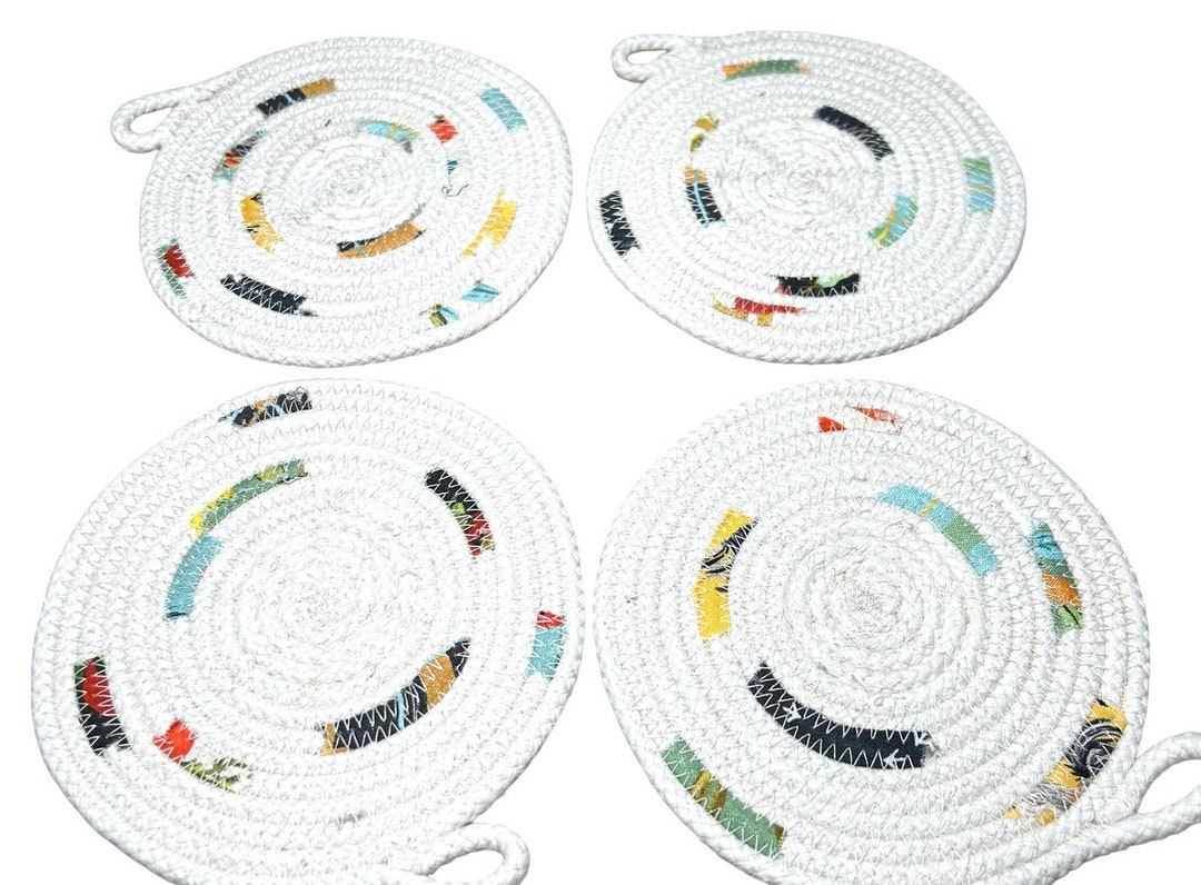 NEW Set of 4 Handmade Coiled Rope Coasters Large - Etsy
