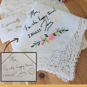 Personalized Handwriting Embroidered Handkerchief: Wedding Keepsake - Etsy