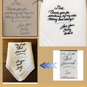 Personalized Handwriting Embroidered Handkerchief, Customizable ...
