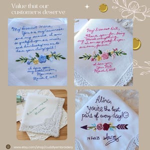 Personalized Handwriting Embroidered Handkerchief: Wedding Keepsake - Etsy