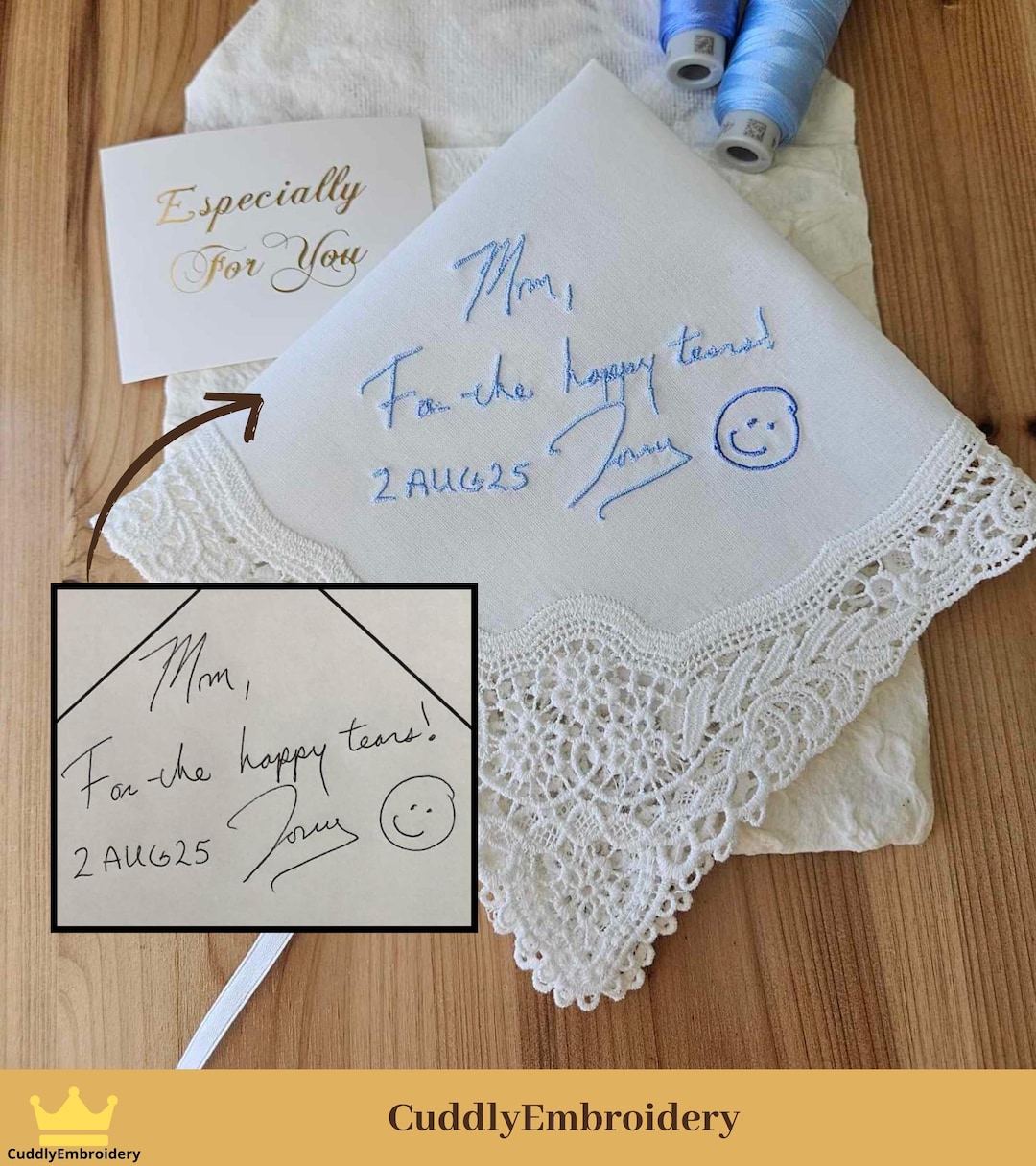 Personalized Handwriting Embroidered Handkerchief: Wedding Keepsake - Etsy