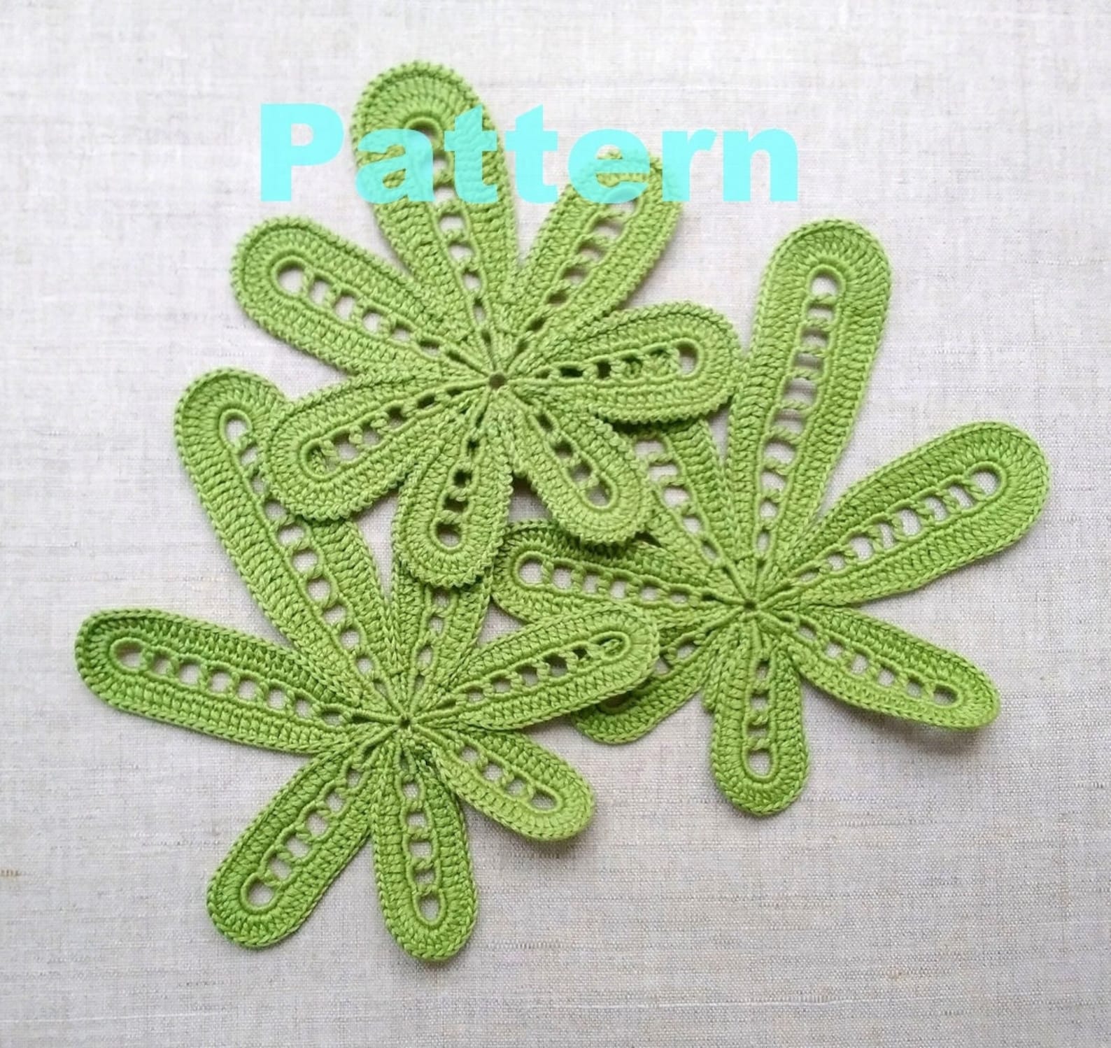 Crochet Fantasy Leaves PDF PATTERN, Irish Crochet Written Pattern ...