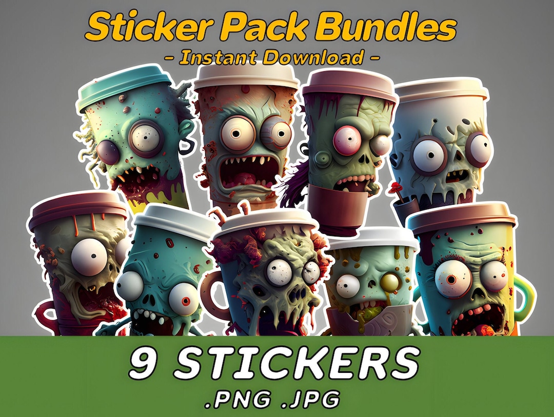 The Good Morning With a 9 Cup of Zombie Mascot Character Stickers - Etsy