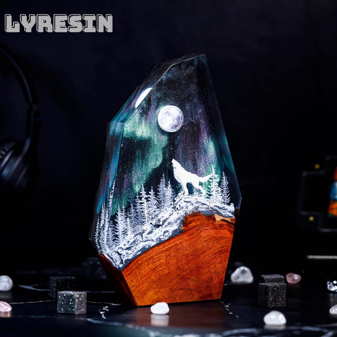 Aurora Borealis Lamp Howling Wolf Northern Lights Lamp Alaska Decor ...