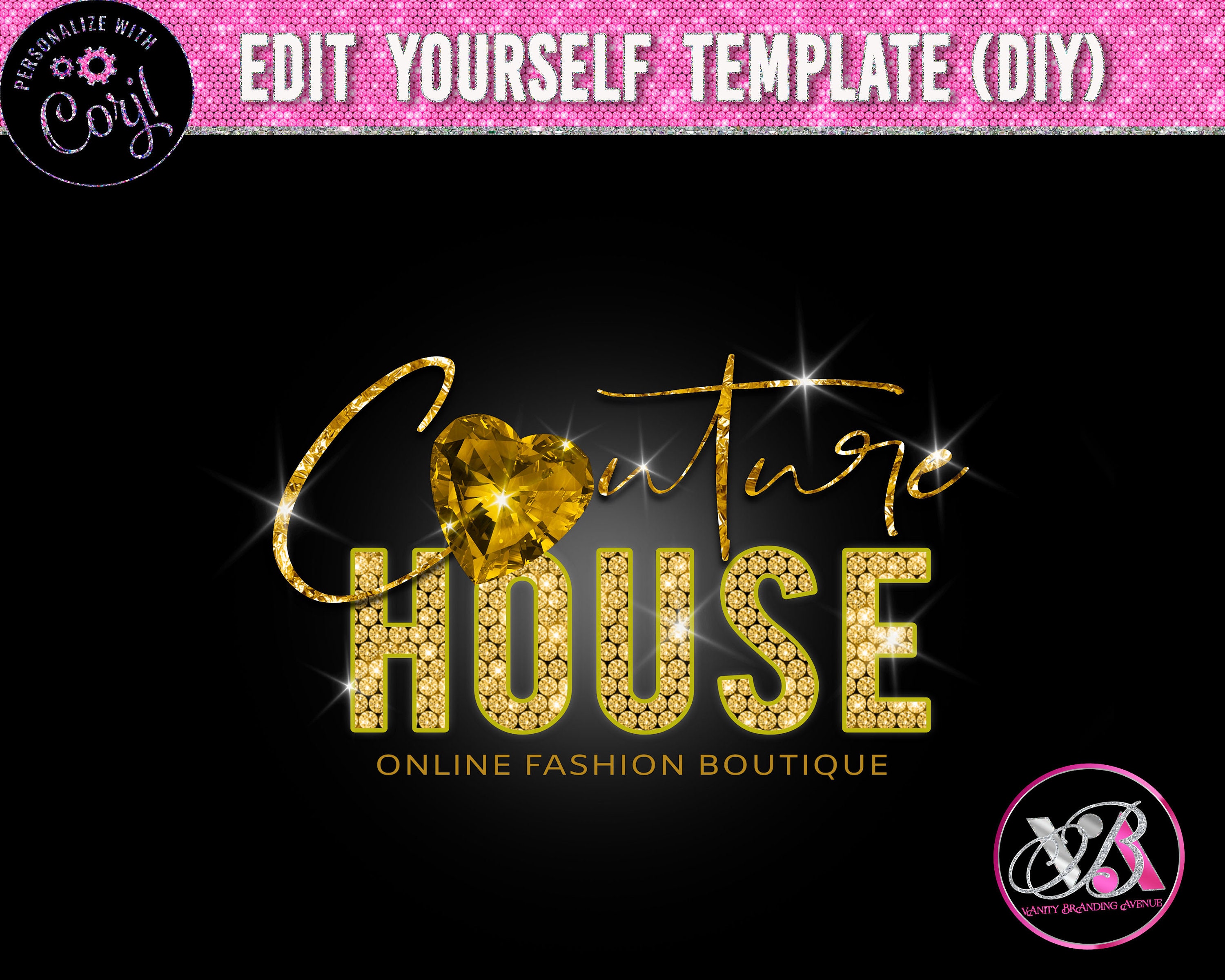 DIY Boutique Logo Fashion Logo Beauty Logo Gold Logo | Etsy