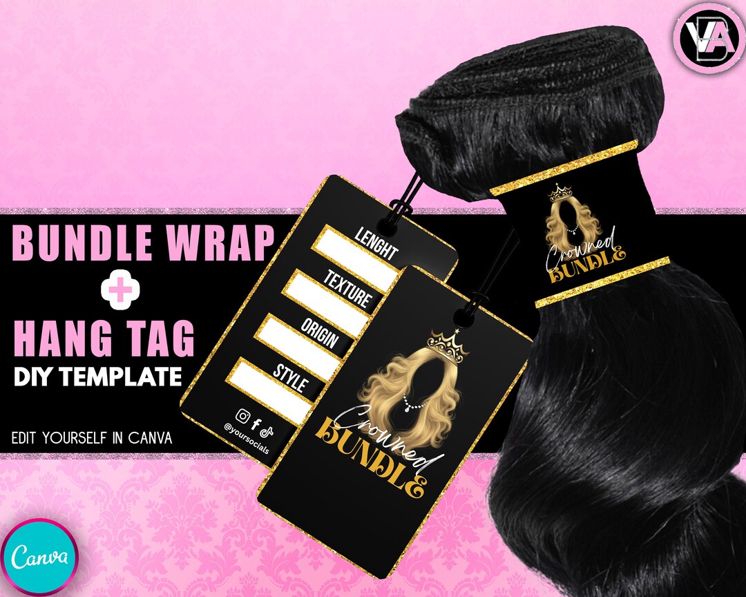 Bundle Wrap, Hair Tag, Hair Bundle Wrap, Hair Hang Tag, Hair Business ...