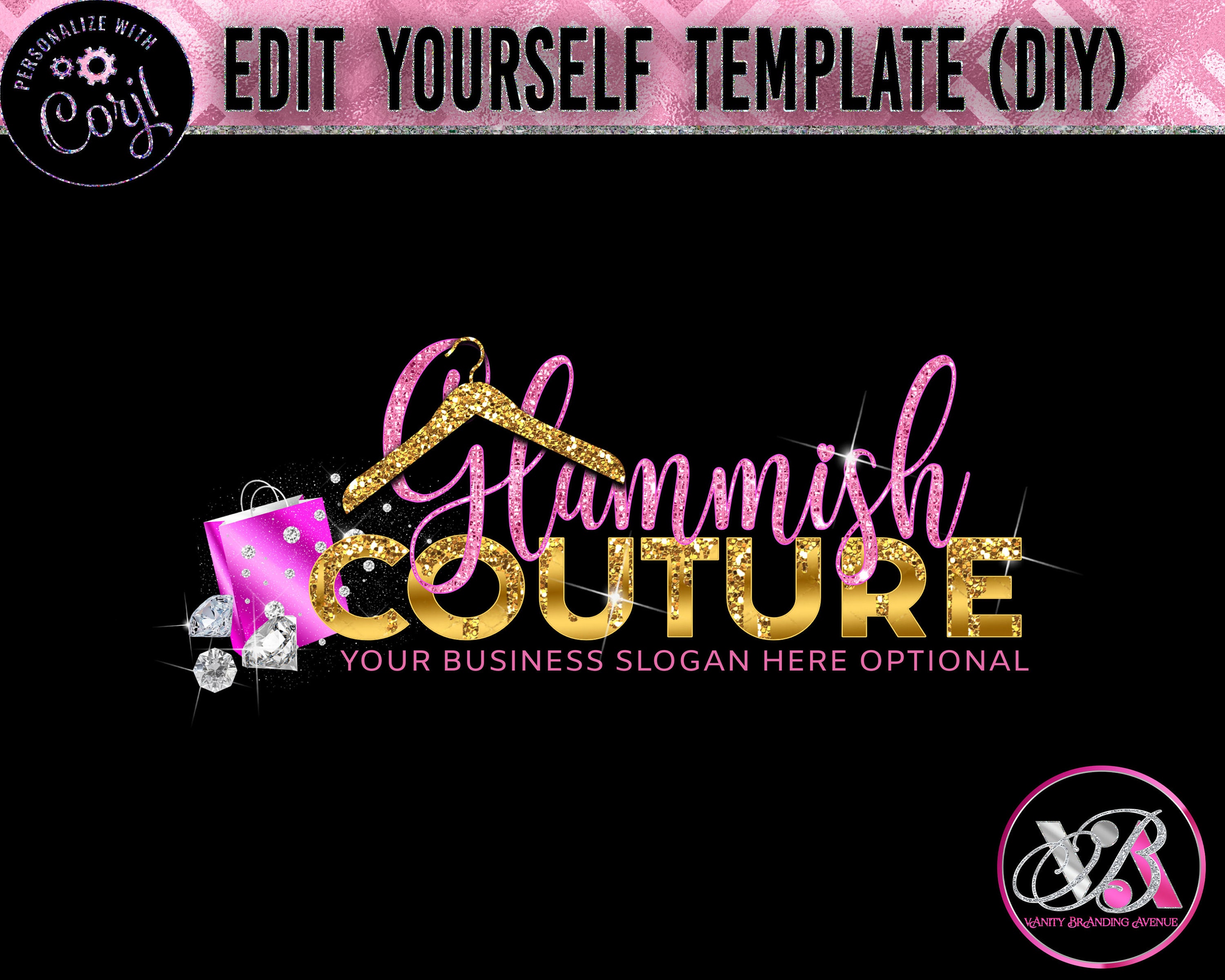 DIY Boutique Logo Fashion Logo Hanger Logo Pink Gold Logo - Etsy