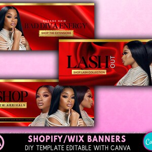 Shopify Banners for Hair, Hair Banners, Website Banners, Shopify ...