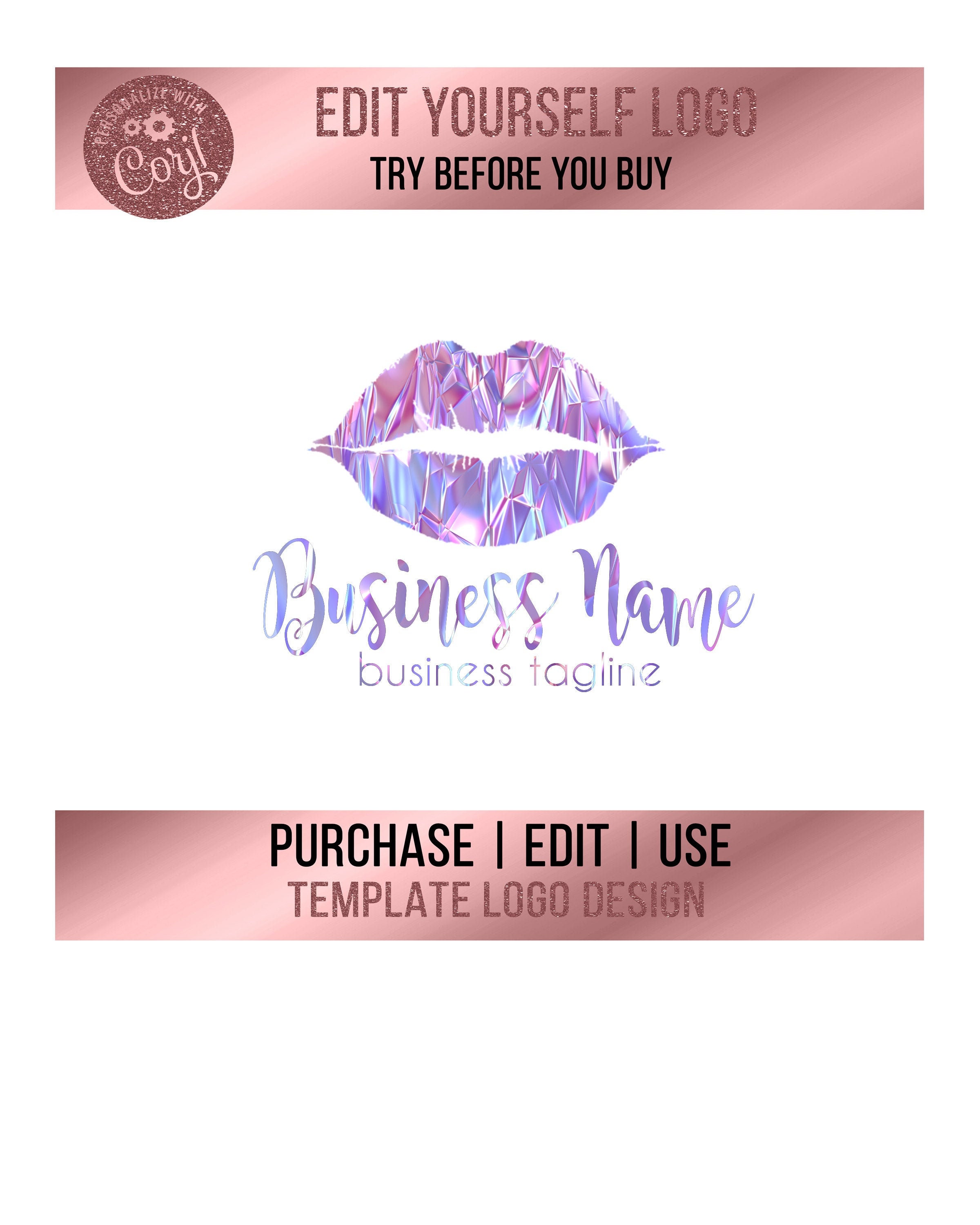 Holographic Logo Makeup Logo Makeup Artist Logo Lips Logo | Etsy