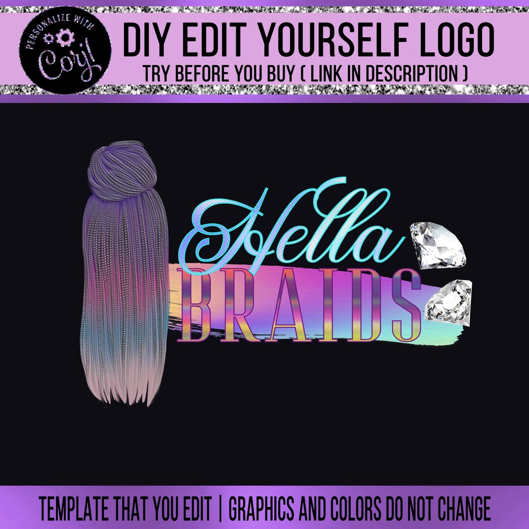 Braids Logo, Hair Logo, Braids Logo Design, Hair Extensions Logo, Wigs ...