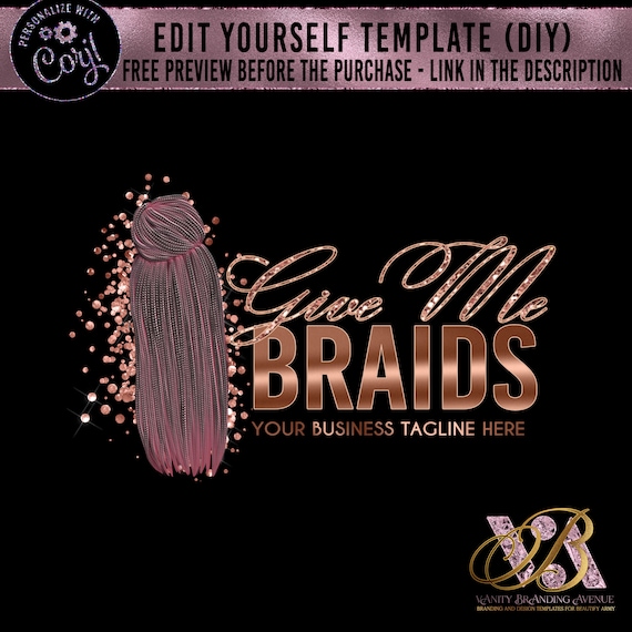 Braids Logo Hair Logo Braids Logo Design Dreadlocks Logo - Etsy