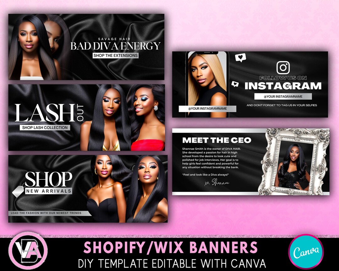Shopify Banners for Hair, Hair Banners, Website Banners, Shopify ...
