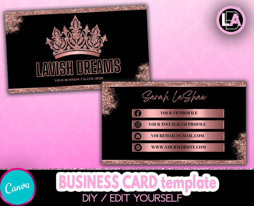 Crown Business Card, Rose Gold Crown Business Card, Boutique Business ...
