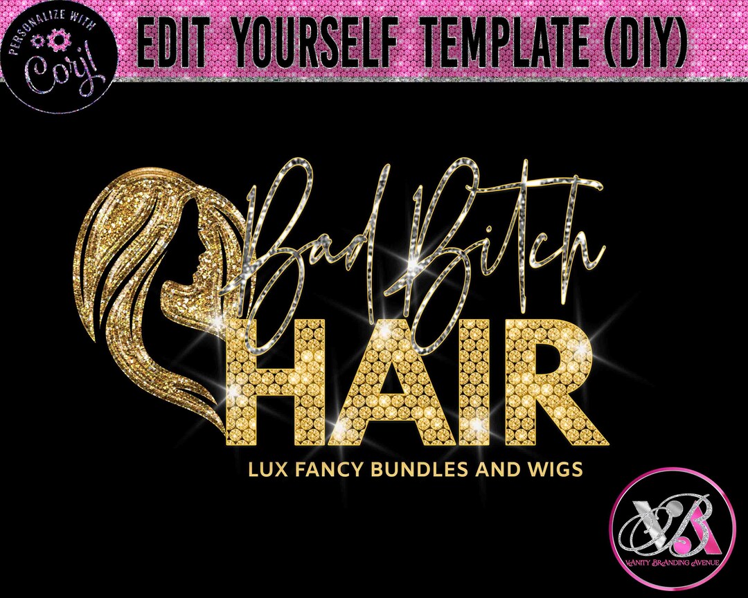 Hair Logo, Beauty Logo, Wigs Logo, Hair Extensions Logo, Gold Hair Logo ...