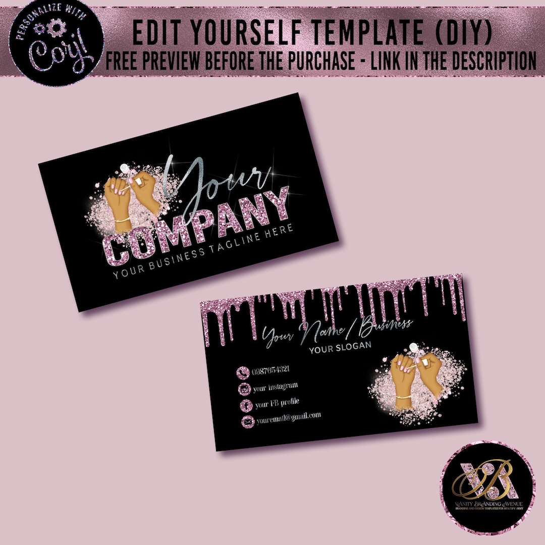 Nail Business Card Nail Tech Business Card Beauty Business - Etsy
