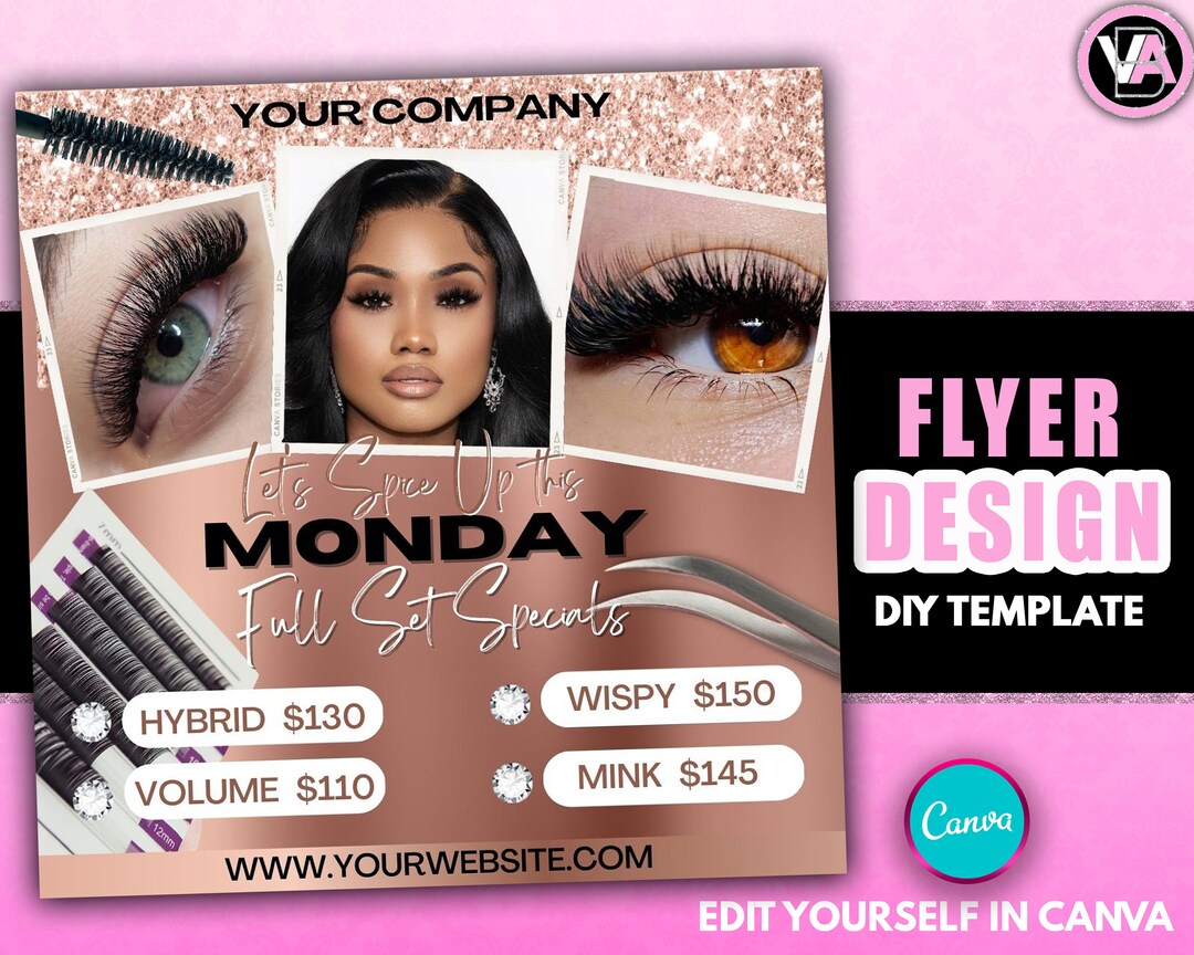 Lashes Flyer, Instagram Template for Lashes, Instagram Post, Lash ...