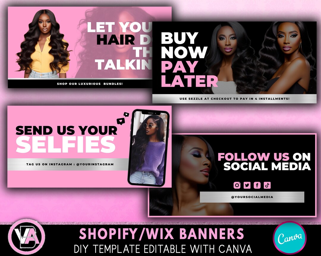 Shopify Banners for Hair Hair Banners Website Banners - Etsy