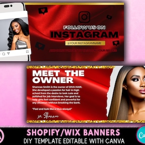 Shopify Banners for Hair, Hair Banners, Website Banners, Shopify ...