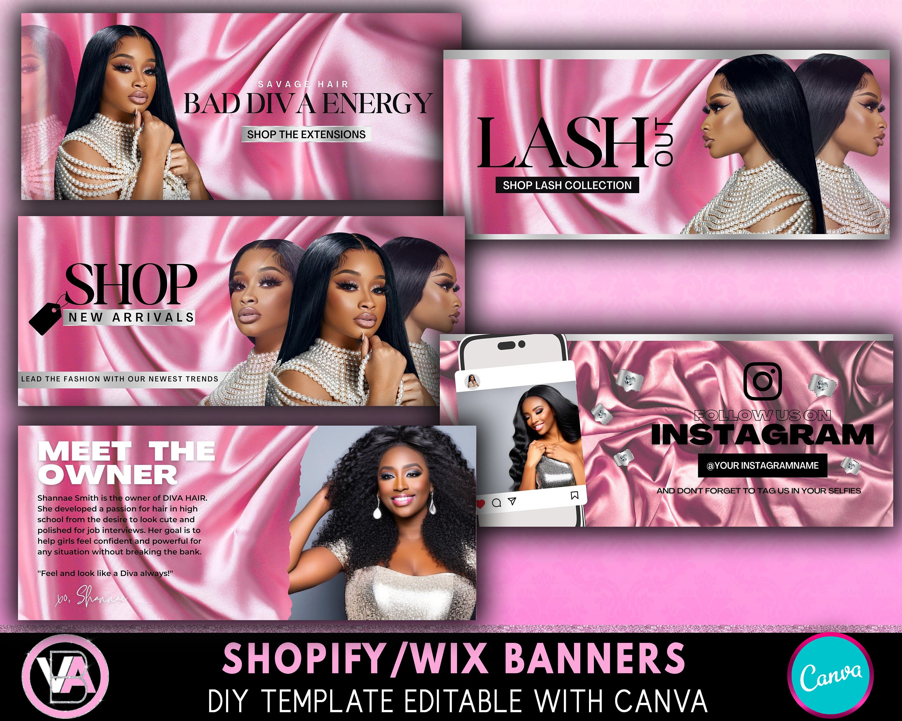 Shopify Banners for Hair Hair Banners Website Banners - Etsy