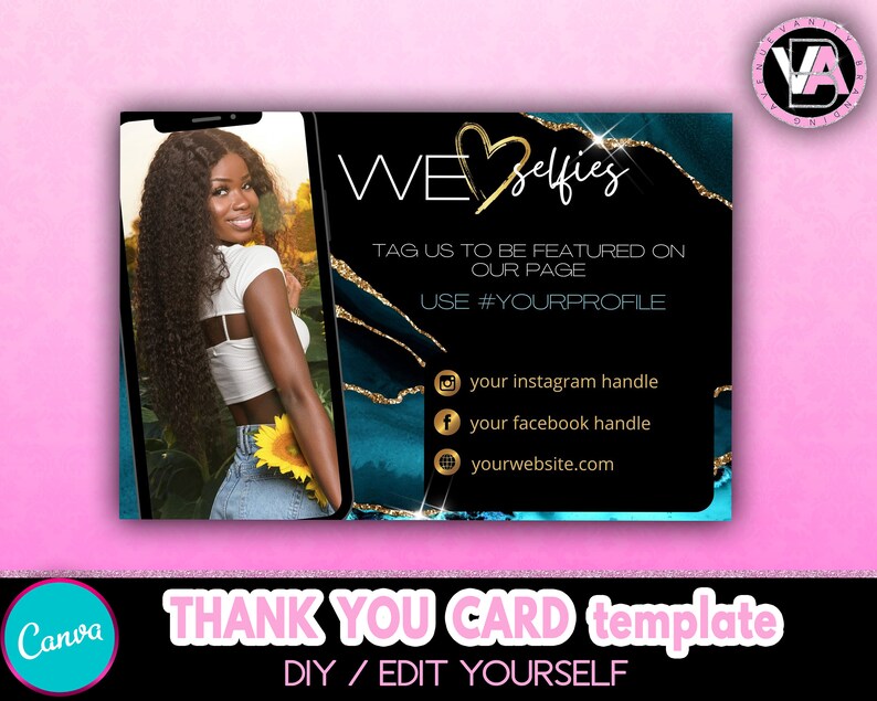 Hair Thank You Card Tag Us in Your Selfie Bundles Thank You - Etsy