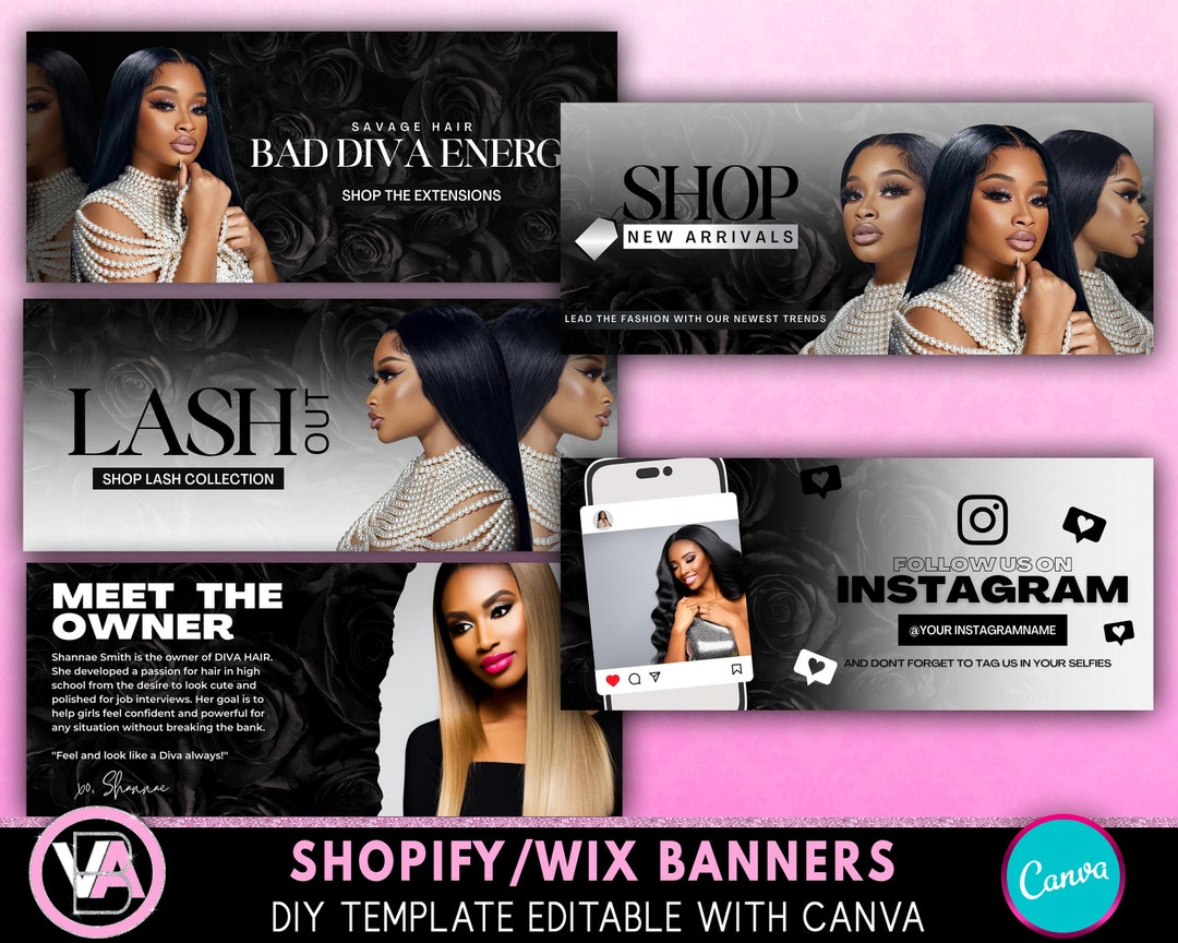 Shopify Banners for Hair, Hair Banners, Website Banners, Shopify ...