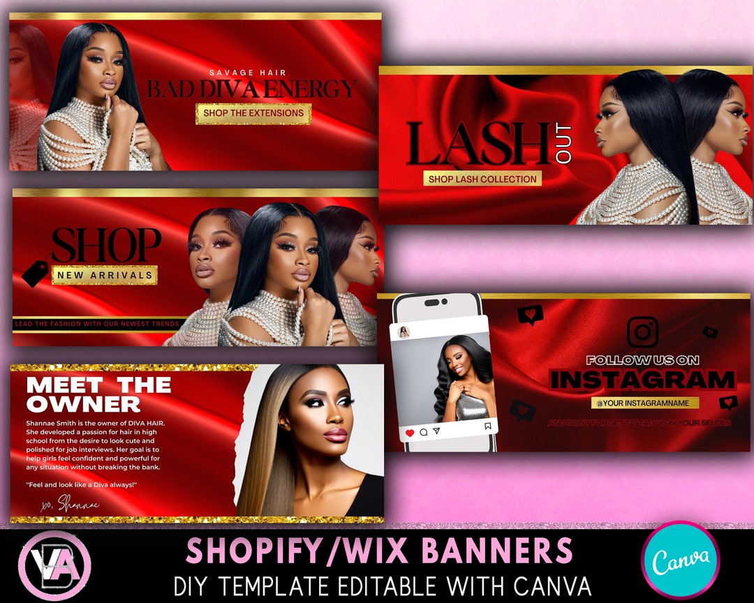 Shopify Banners for Hair, Hair Banners, Website Banners, Shopify ...