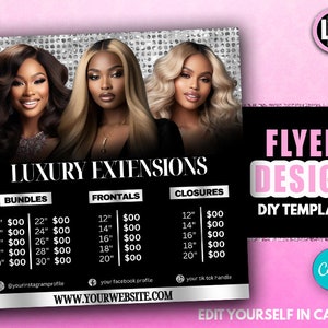 Hair Price List, Price List Template, Hair Extensions Price List, Wigs ...