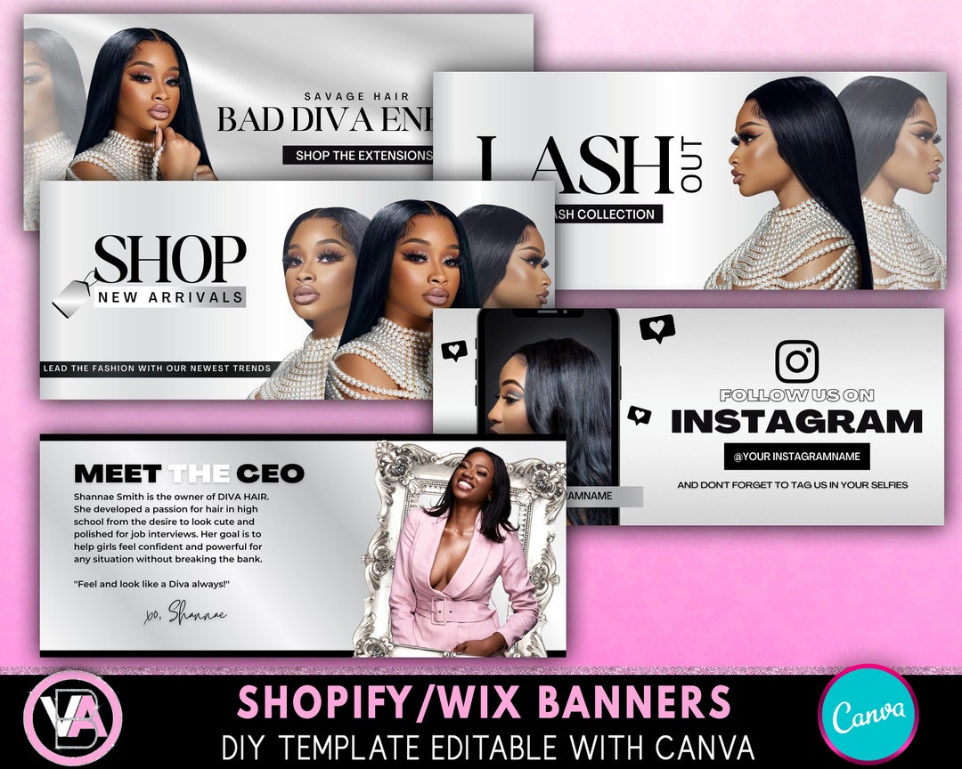 Shopify Banners for Hair, Hair Banners, Website Banners, Shopify ...
