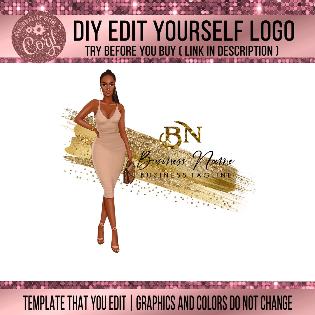 DIY, Boutique Logo, Fashion Logo, Beauty Logo, Girl Boss Logo, Afro ...