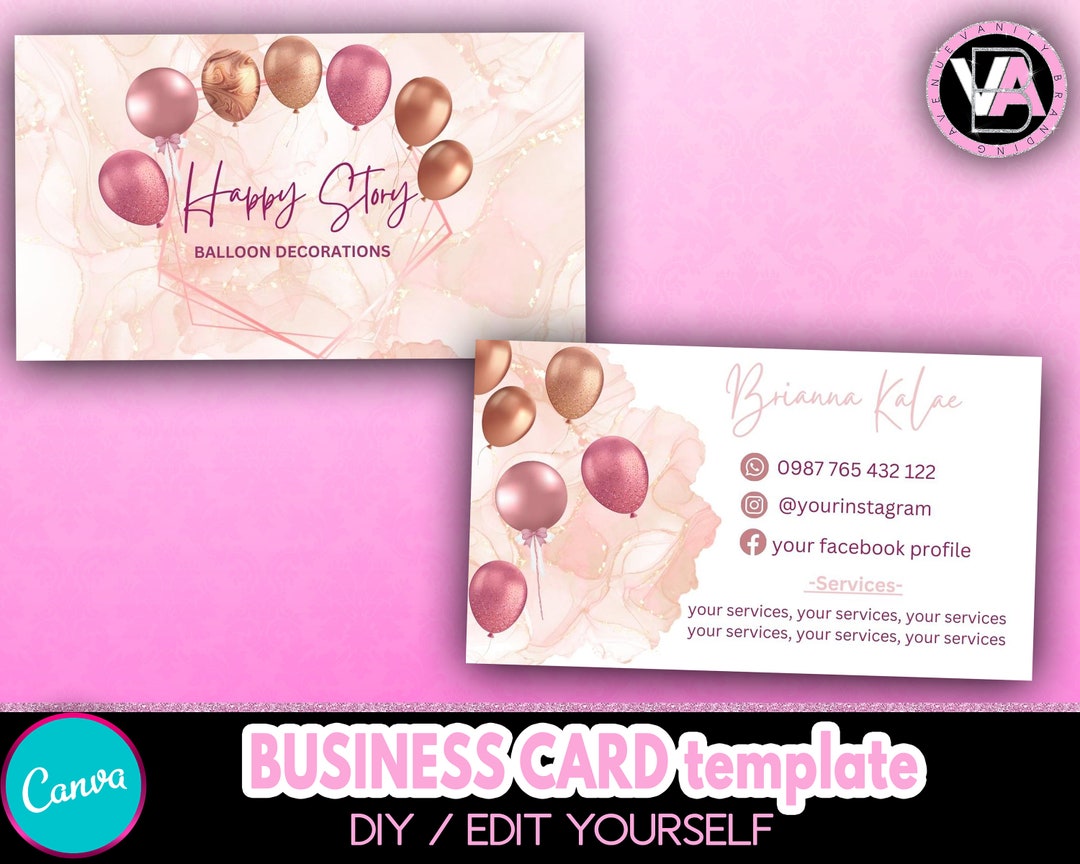 Event Planner Business Card, Party Planner Business Card, Balloon ...