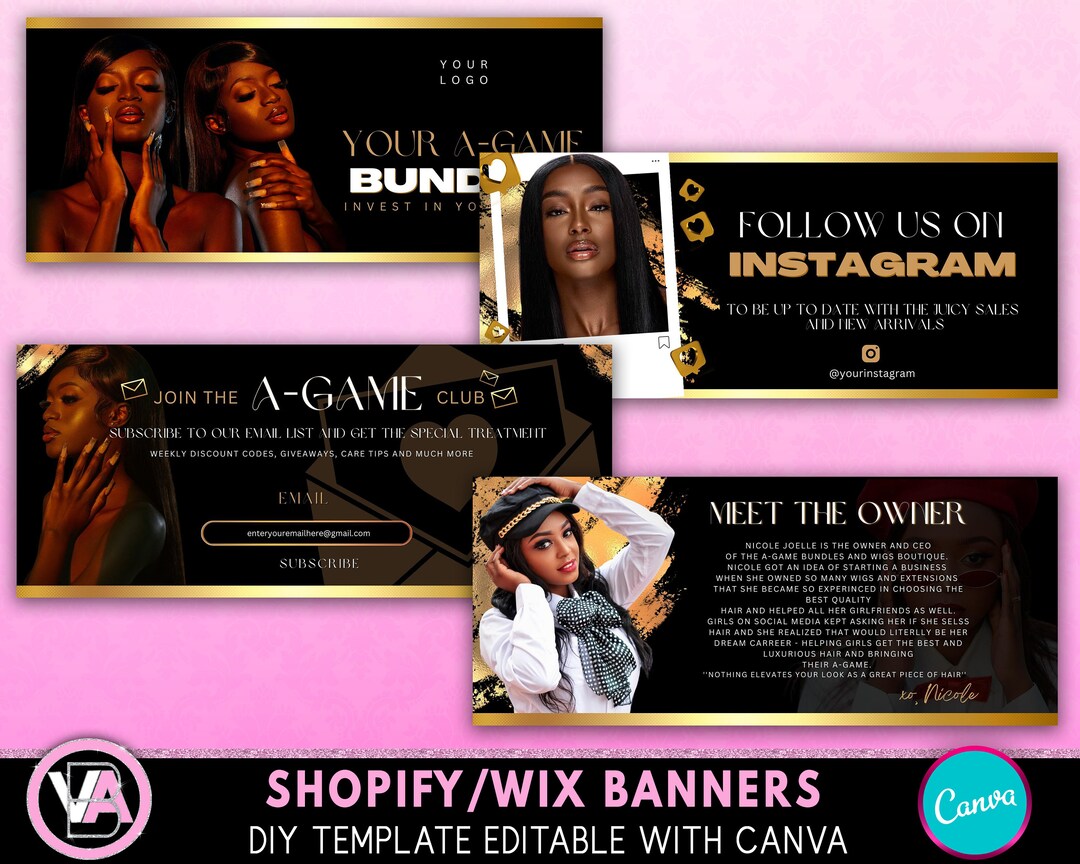 Shopify Banners, Wix Banners, Website Banners, Shopify Templates, Hair ...