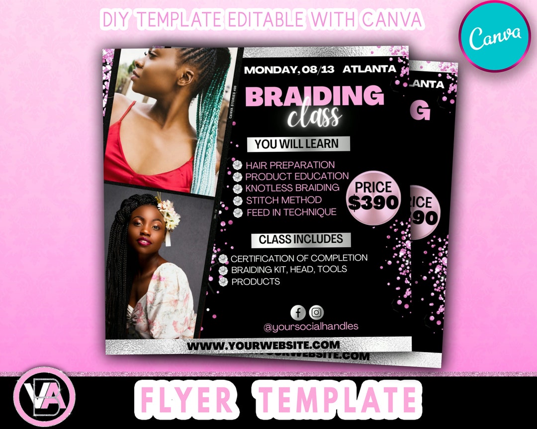 Braiding Flyer Braiding Class Flyer Braiding Course Flyer - Etsy