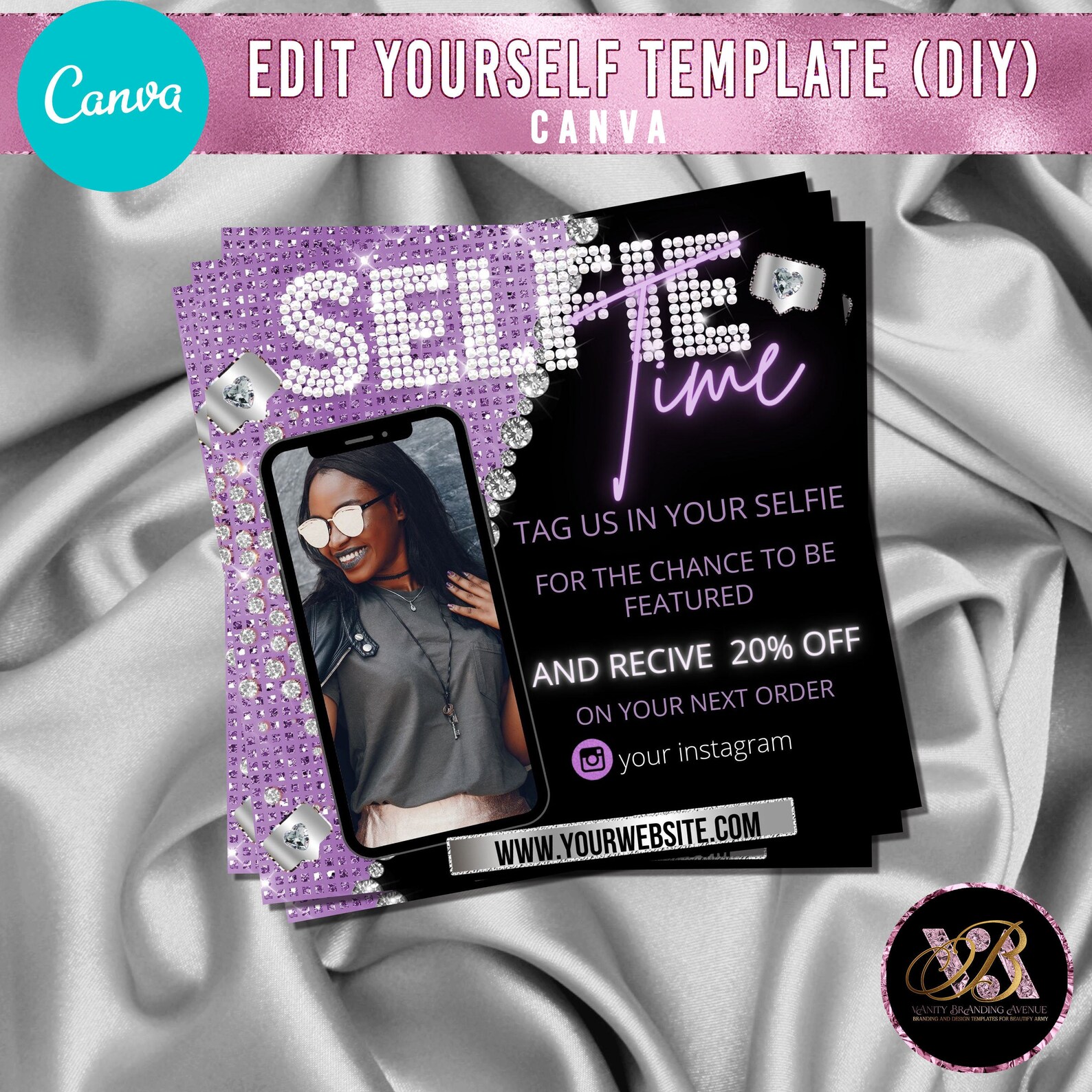 DIY Tag Us in Your Selfie Flyer Selfie Flyer Edit Yourself | Etsy